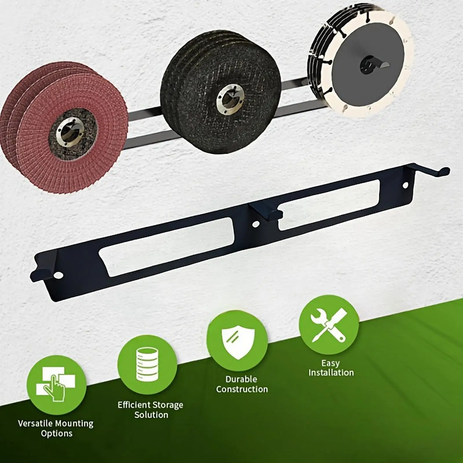 Discs Hook Rack Hold 3 Garage for 4-1/2 inch and 7/8 inch Iron Wall ...