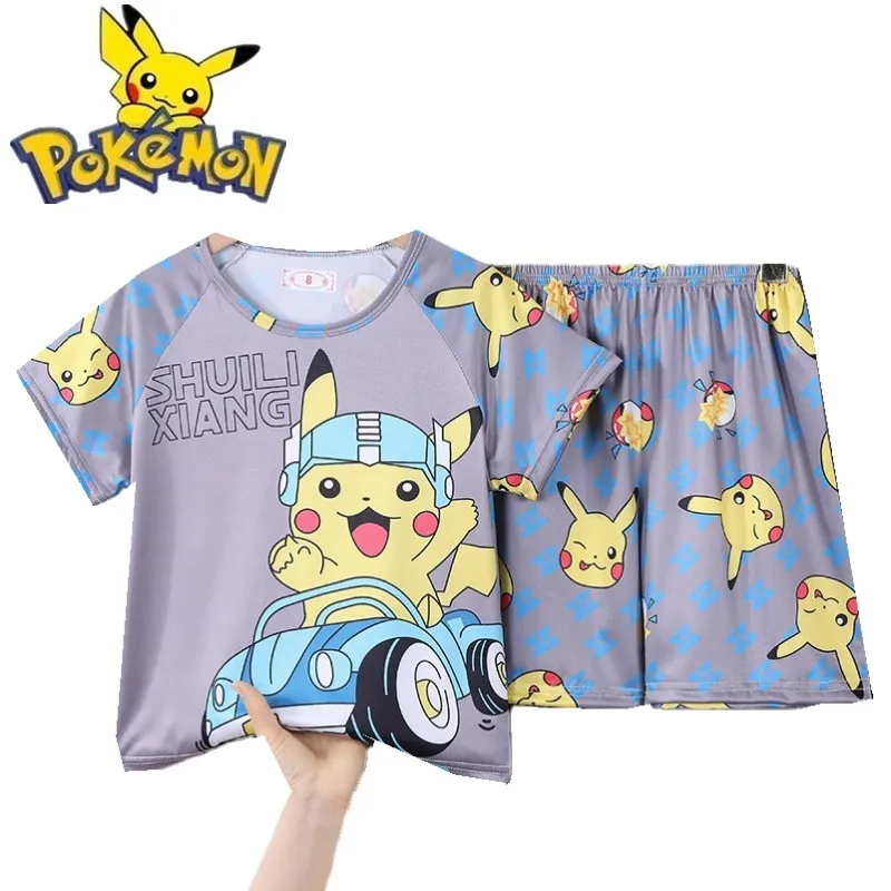 2023 Pokemon Pikachu Boys Girls Summer Clothing Suit Cartoon Clothes ...