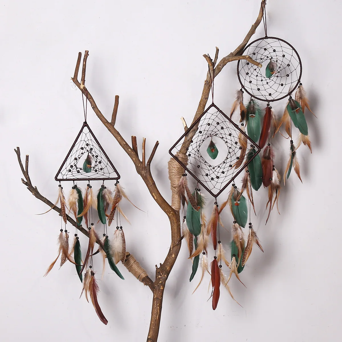 Large-Dream-Catchers-Green-Geometric-Native-Boho-Dreamcatchers-for ...
