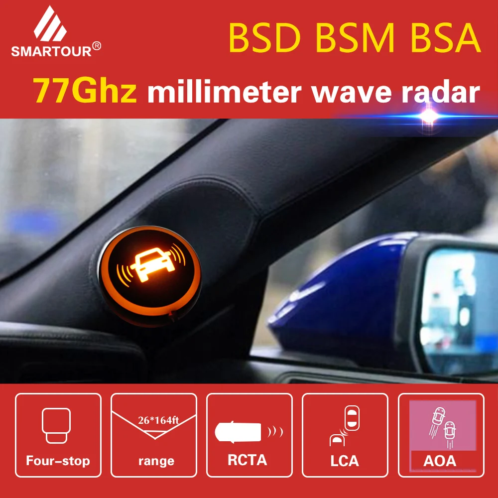 77GHz RCTA AOA Millimeter Wave Radar Blind Spot Detection System 164ft BSD BSM BSA Microwave ...