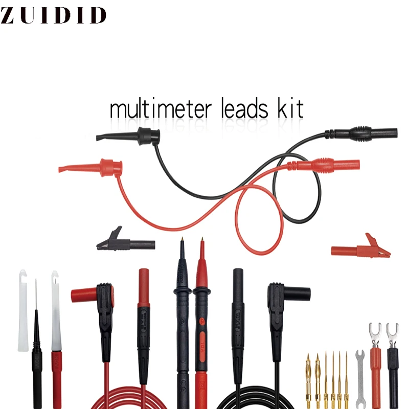 21PCS-Multimeter-Test-Leads-Cable-Tip-Probe-Set-Test-Lead-Kit-1000V-10A ...
