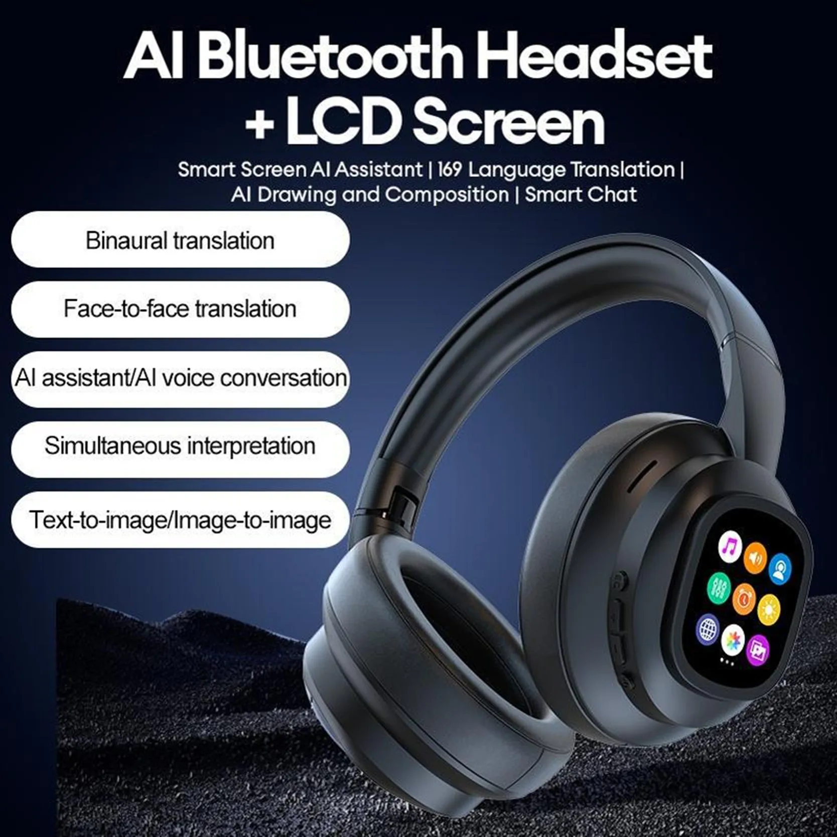 Wireless Bluetooth Headset HD Touch Screen Mobile Call AI Translation ...