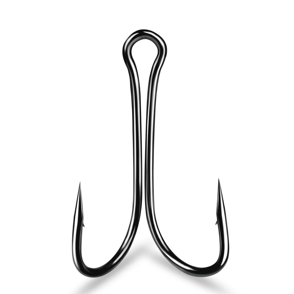 50pcs Barbed Double Hook Lure Fishing Hooks High Carbon Steel Sharp ...