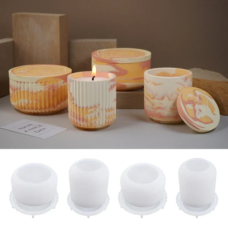 DIY-Jewelry-Storage-Box-Gypsum-Cement-Mold-Striped-Candle-Cup-Silicone ...