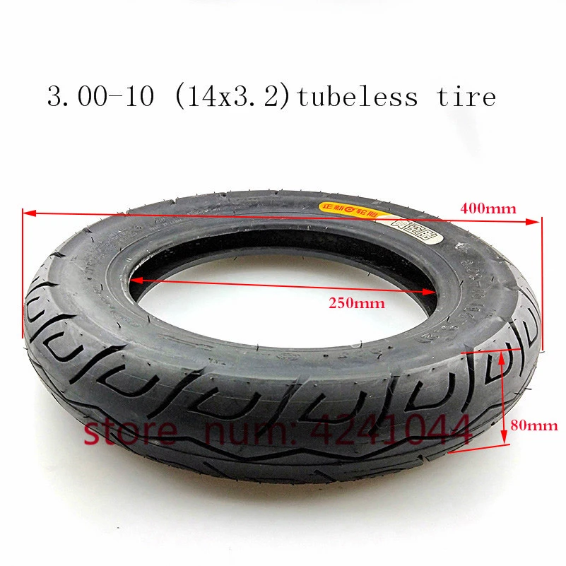 14 Inch Vacuum Tubeless Tire 3.00-10 / 14x3.2 Fits Electric Vehicle ...