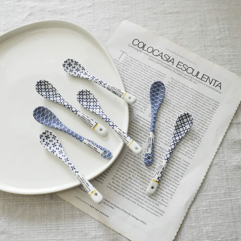 4PCS-Ceramic-Spoon-Underglaze-Colour-Dessert-Spoon-Stirring-Rod-INS ...