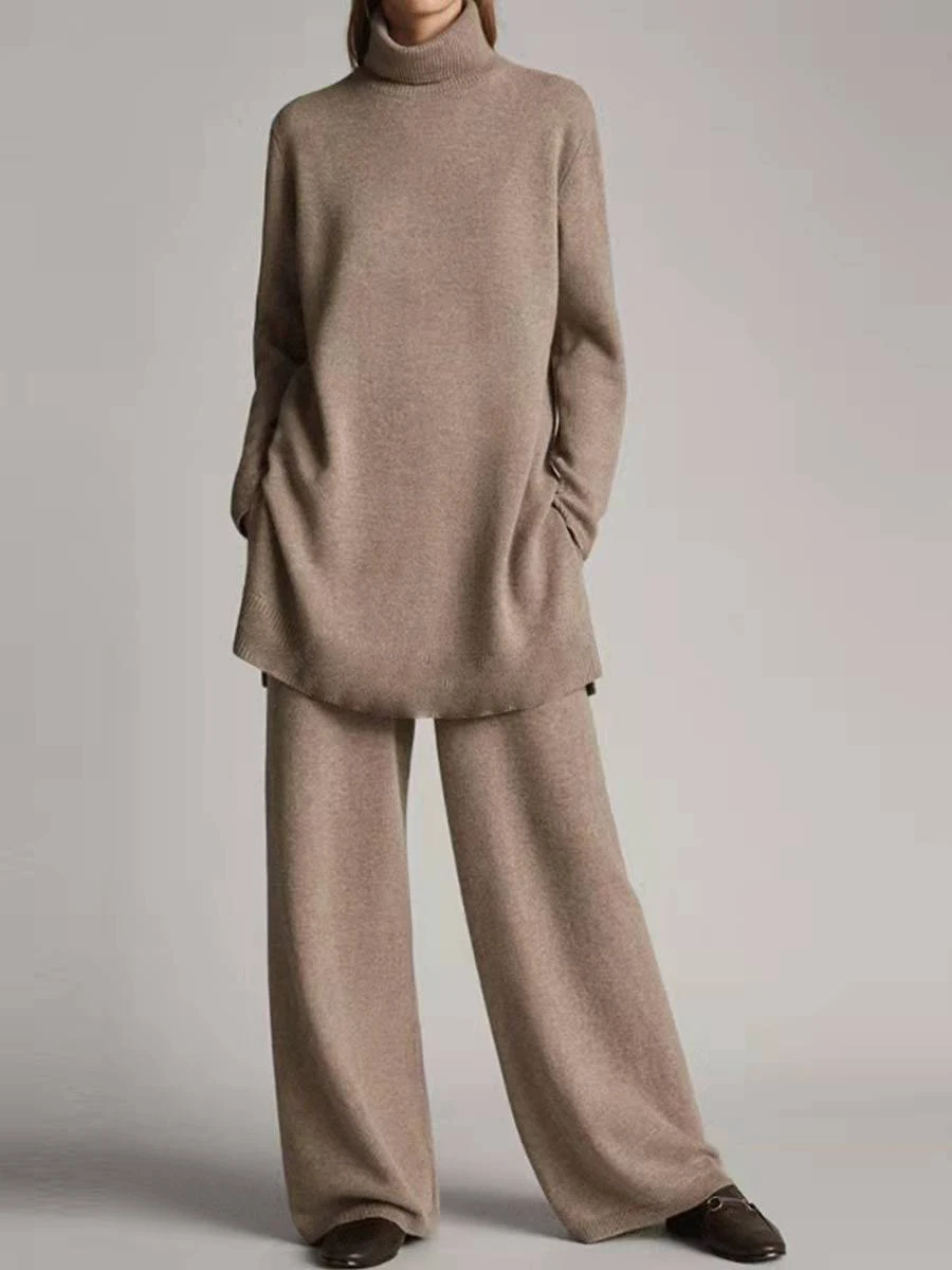 Solid-Color-Knitted-Pants-Sets-Women-Autumn-Winter-Loose-Turtleneck ...