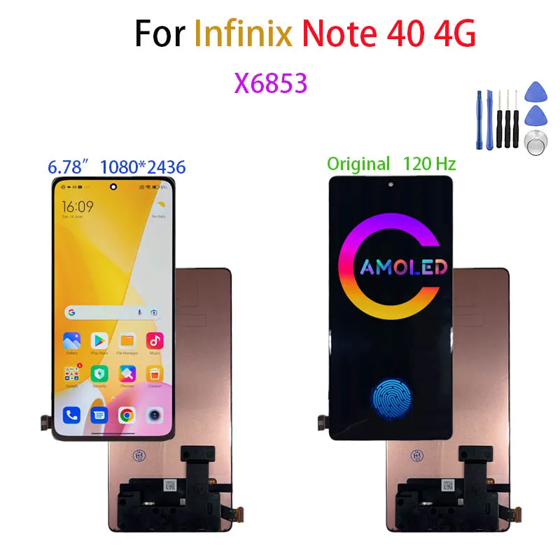 Original 6.78" AMOLED For Infinix Note 40 4G X6853 LCD Display Screen ...