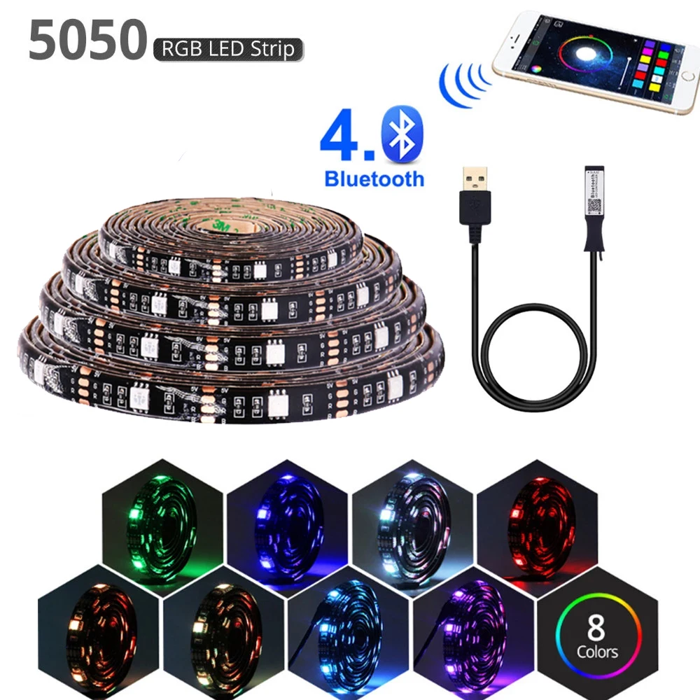 bluetooth-usb-led-strip-5v-rgb-flexible-led-light-1M-2M-3M-5M-SMD-5050 ...