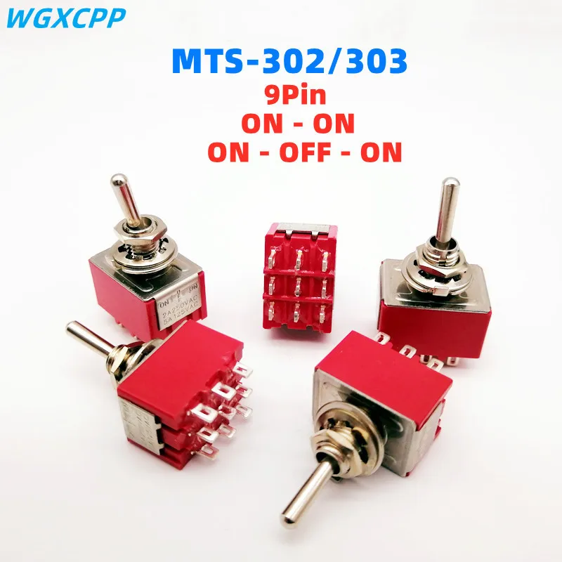 1/4 PCS,9Pin,Toggle Switches,Red,2/3 Position,ON-OFF/ON-OFF-ON,DPDT ...