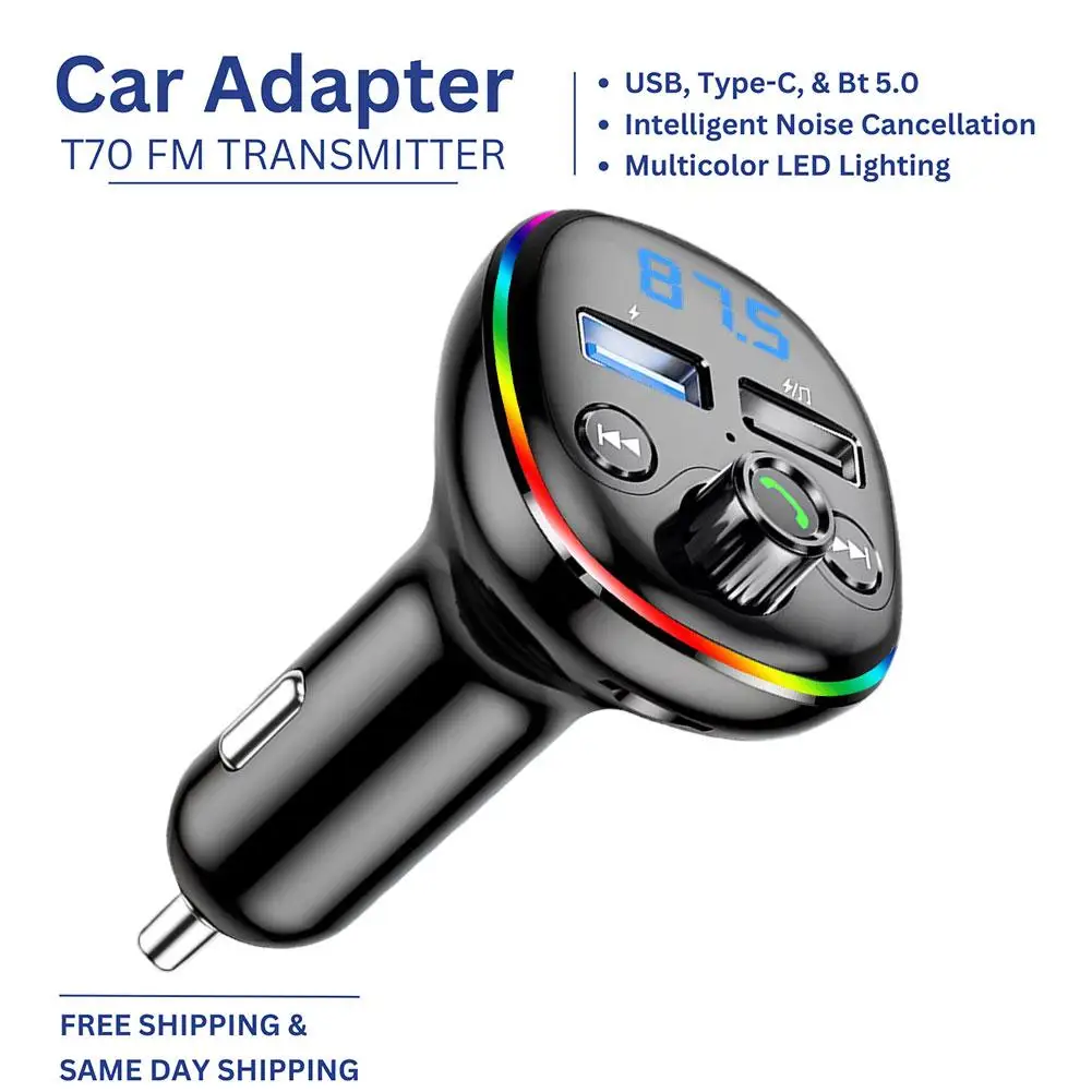 Wireless-Bluetooth-Car-Adapter-FM-Transmitter-PD-Type-C-Fast-USB-Dual-3 ...