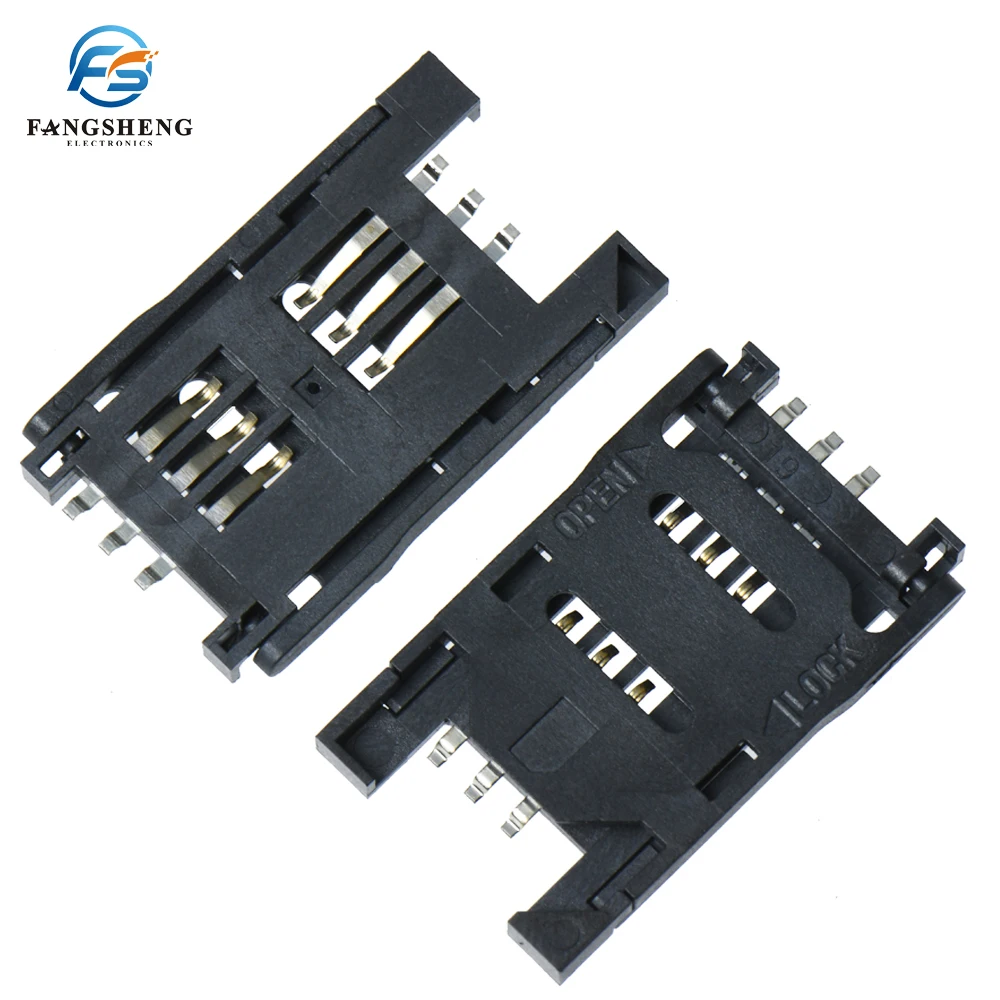 10-20Pcs-Lot-SIM-Card-holder-6P-SMT-SMD-6-Pin-Card-Socket-6Pin-Slot ...