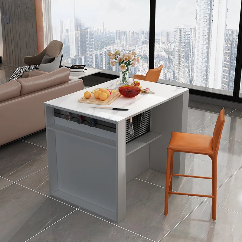 Stone-Plate-Kitchen-Island-Dining-Table-Integrated-Household-Bar ...