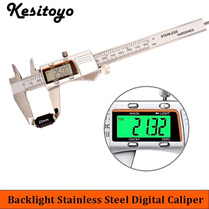 Stainless Steel Backlight Digital Caliper with Light Professional ...