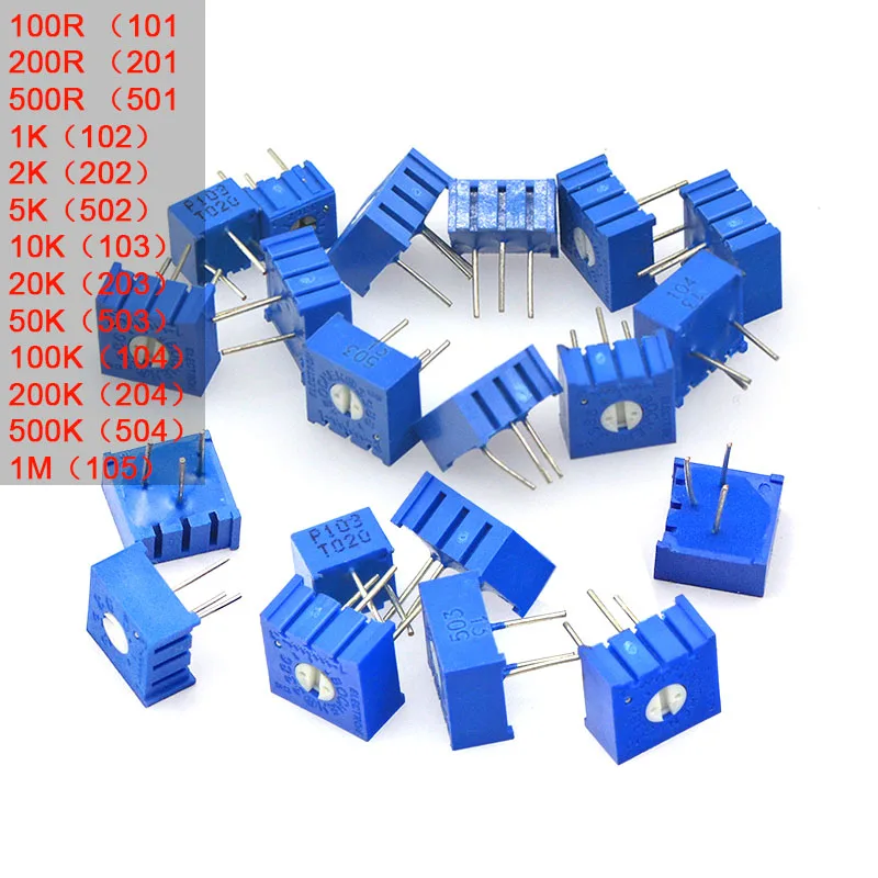 Potenciómetro de precisión 3386P, resistencia ajustable 100/200/500R ...