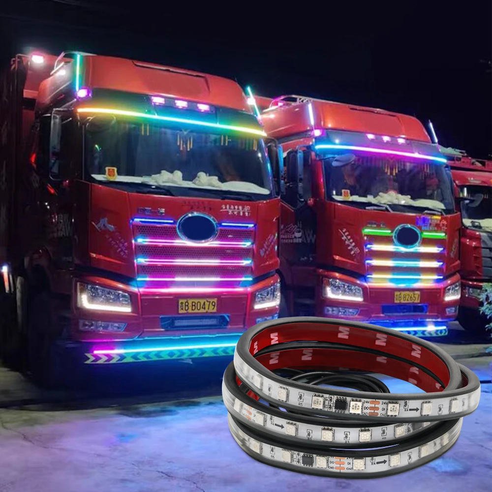 24V LED Truck Light Strips RGB Running Streamer DRL Brake Warning ...