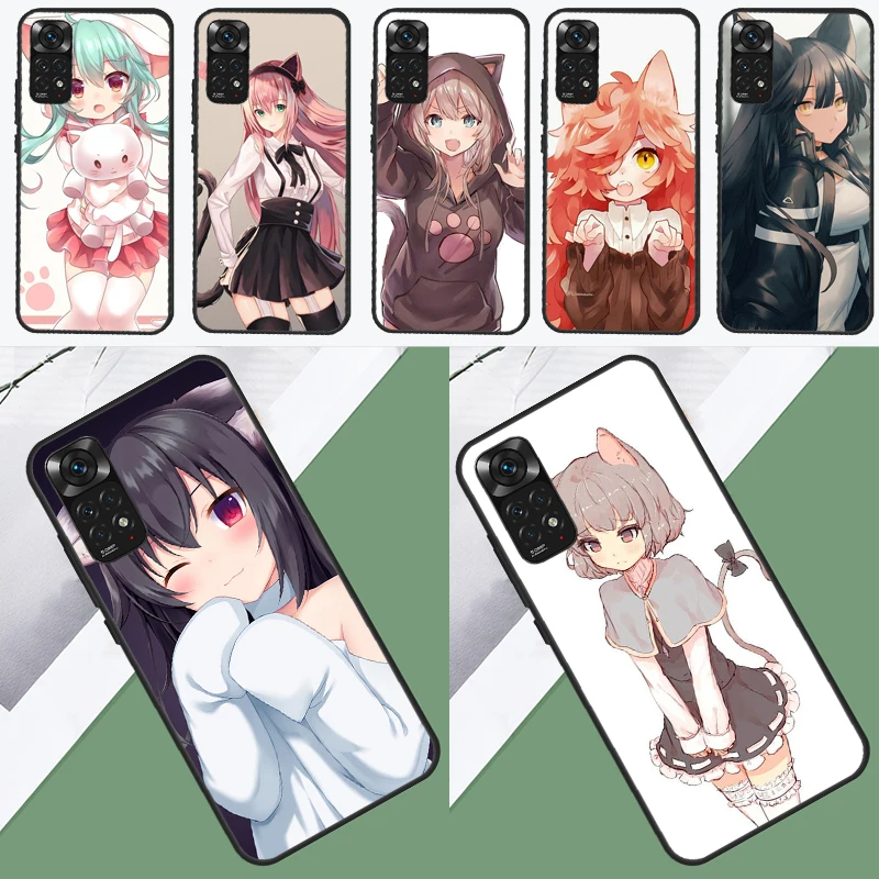 Anime Neko Cat Girl Case For Xiaomi Redmi Note 8 9 10 11 Pro 8T 9S 10S ...