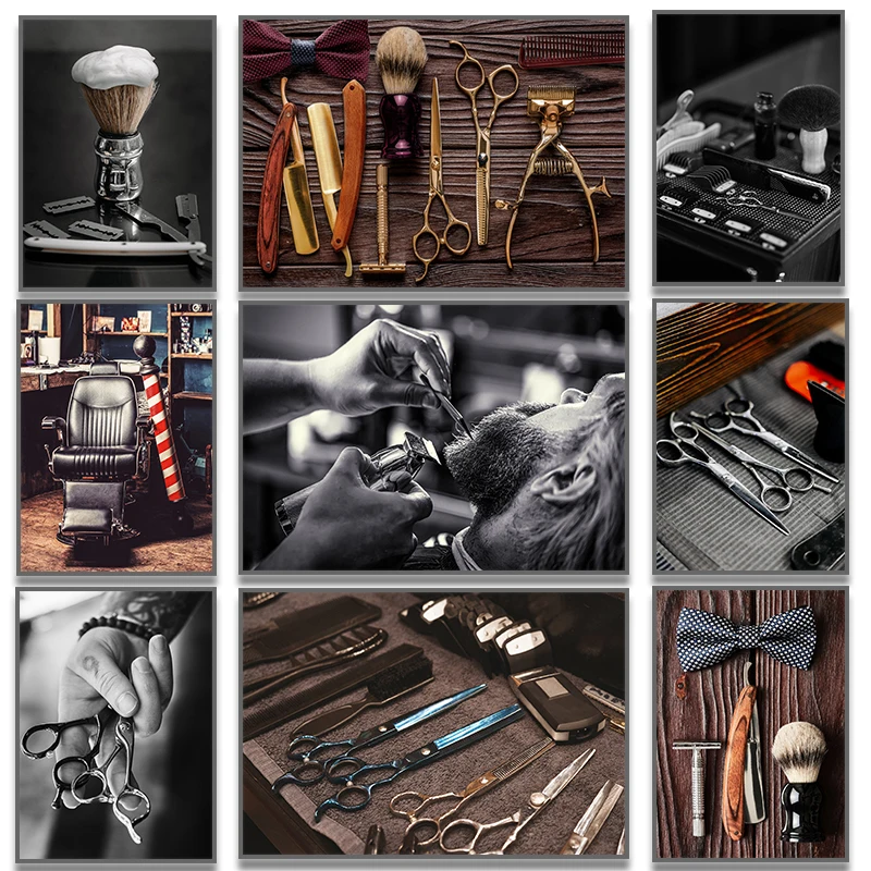 Barbershop Poster Shaving Accessories Barbershop Tools Prints Canvas ...