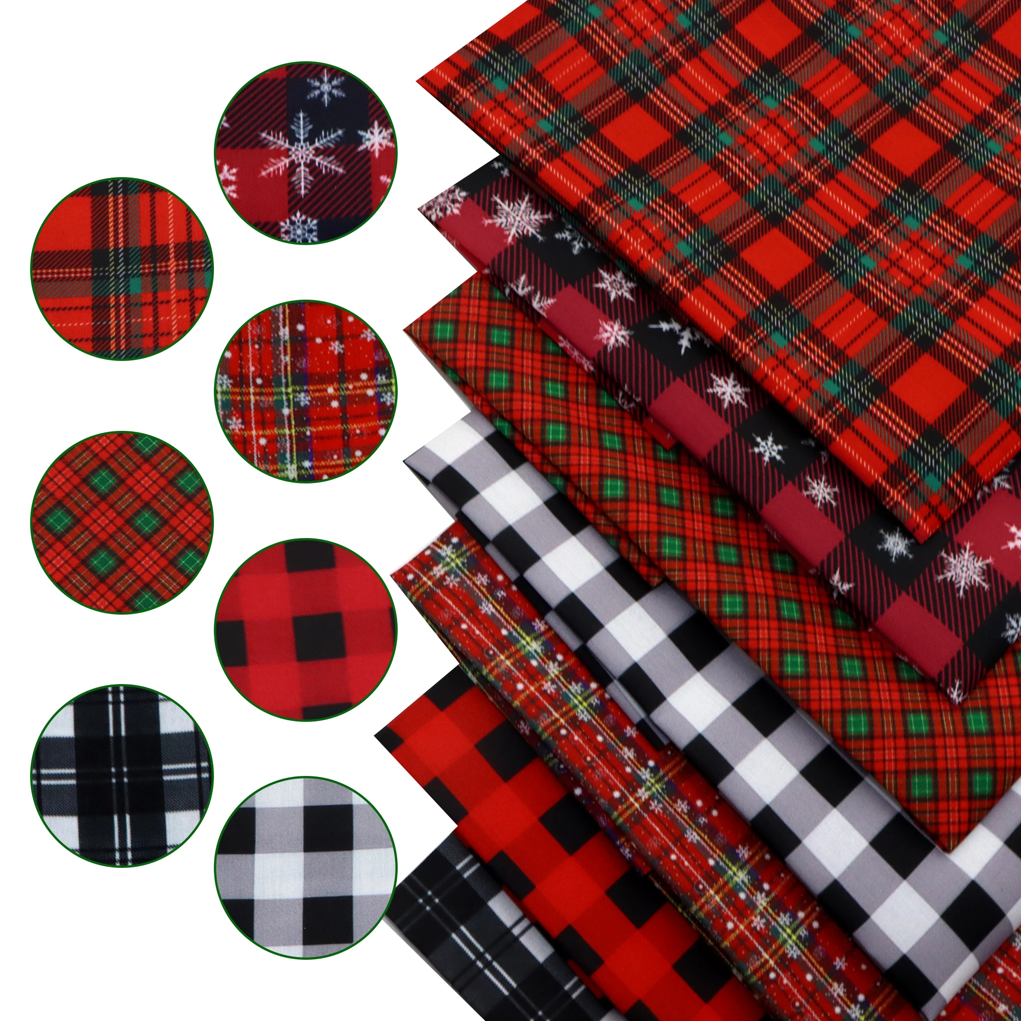7pcs-20-25cm-Plaid-Grid-Christmas-Holiday-DIY-Fat-Quarter-Fabric ...