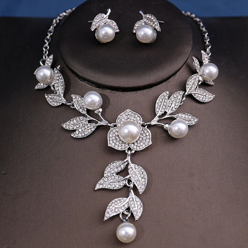 Fashion-Women-Bridal-Elegant-Wedding-3pcs-set-Party-Pearl-Rhinestone ...