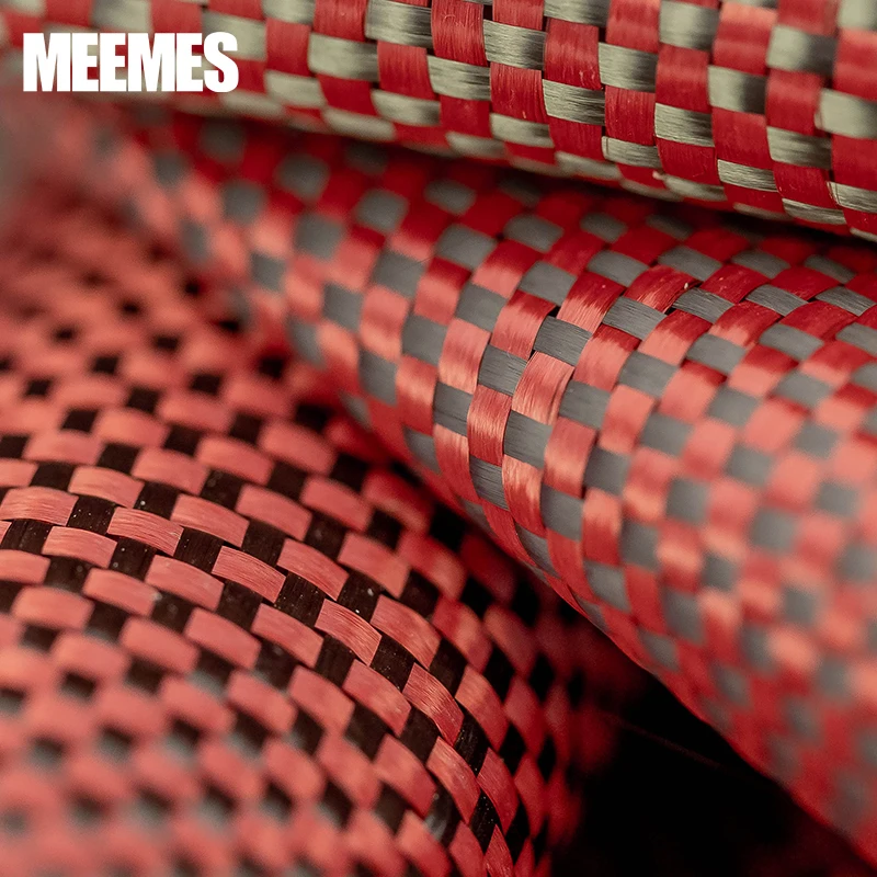 Carbon Fiber Fabric 3K Red Kevlar & Carbon Fiber Cloth Plain Weave ...