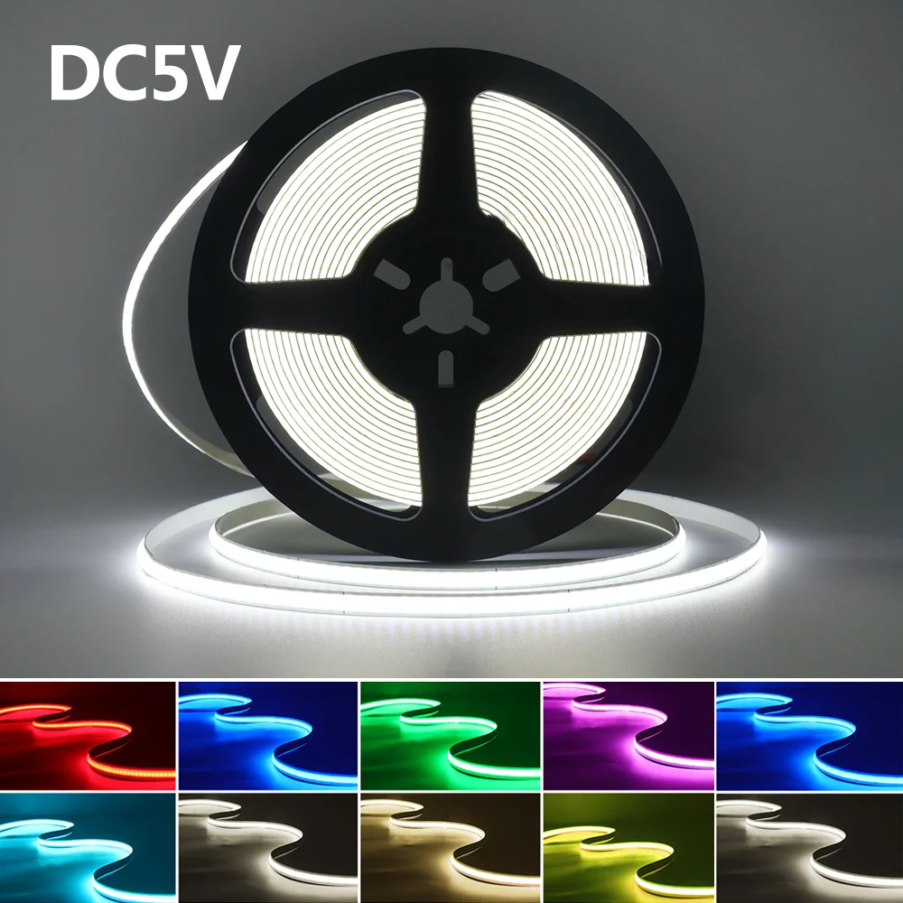 5V-COB-LED-Strip-Light-320LEDs-m-High-Density-Flexible-Tape-3mm-5mm-8mm ...