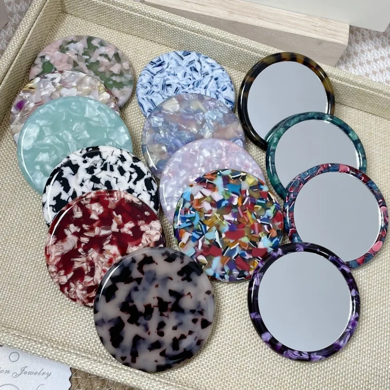 Korean-Fashion-Retro-Thicken-7-2CM-Round-Makeup-Mirror-Simple-Acetate ...