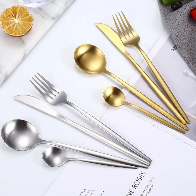 4pcs-set-304-Stainless-Steel-Portuguese-Tableware-Knife-Fork-and-Spoon ...