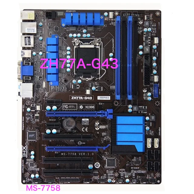 MSI ZH77A-G43 Desktop Motherboard MS-7758 VER:1.0 LGA1155 Mainboard ...