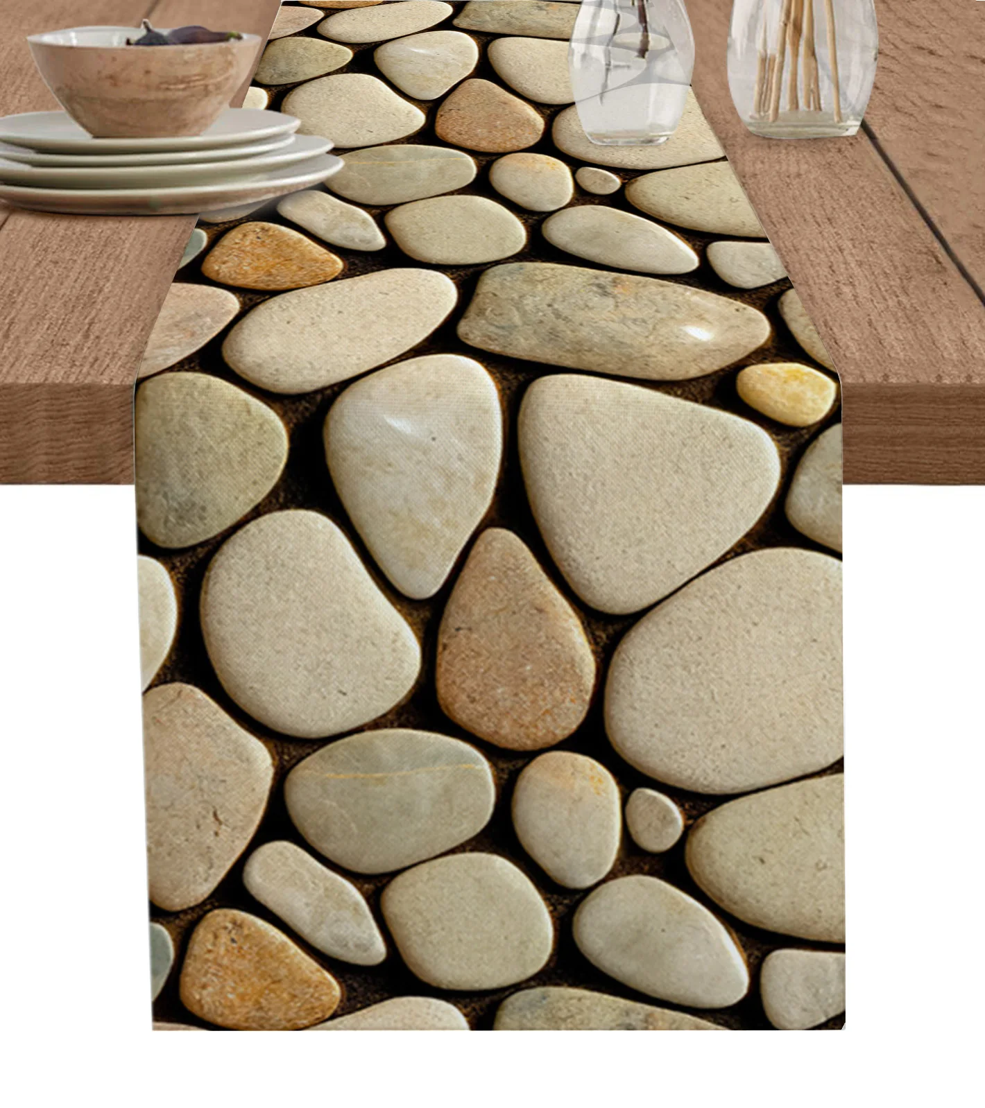 Modern-Pebble-Texture-Brown-Linen-Table-Runner-Wedding-Party ...