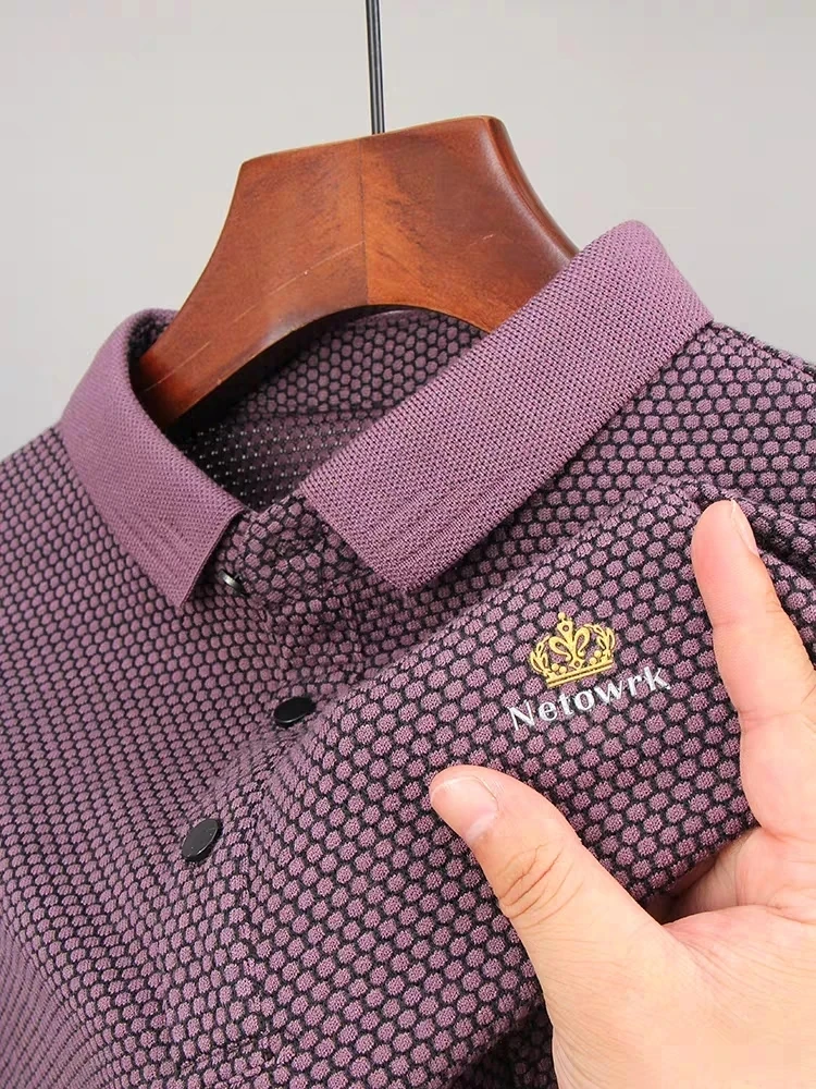 Polo-de-manga-larga-para-hombre-camiseta-bordada-con-corona-informal ...