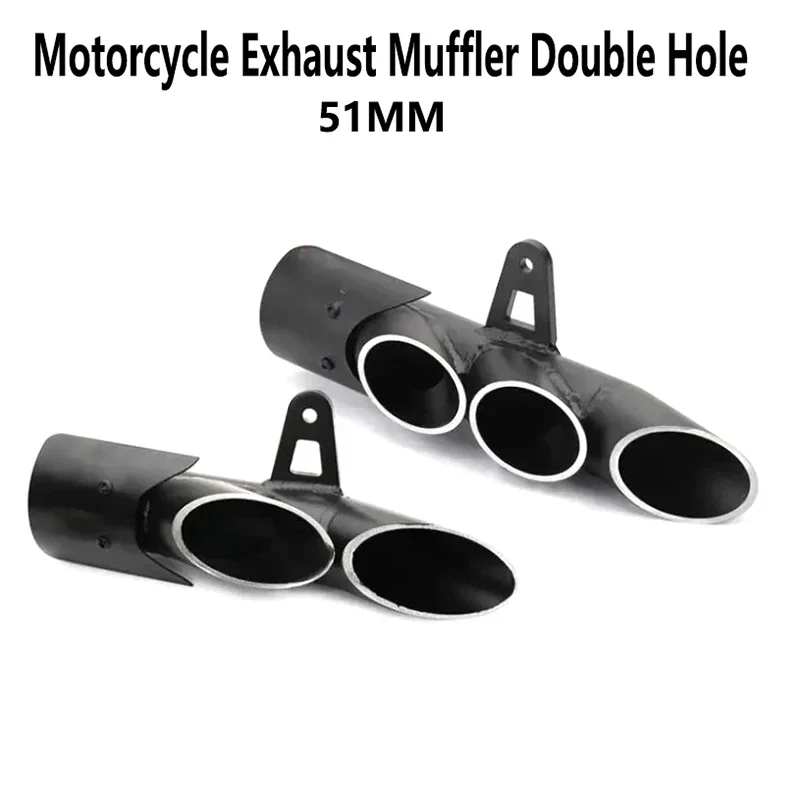Motorcycle-Exhaust-Muffler-Double-Hole-Big-Row-Blast-Street-Exhaust ...