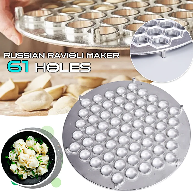61-Holes-Russian-Ravioli-Maker-Dumplings-Mold-Pelmeni-Maker-Aluminum ...