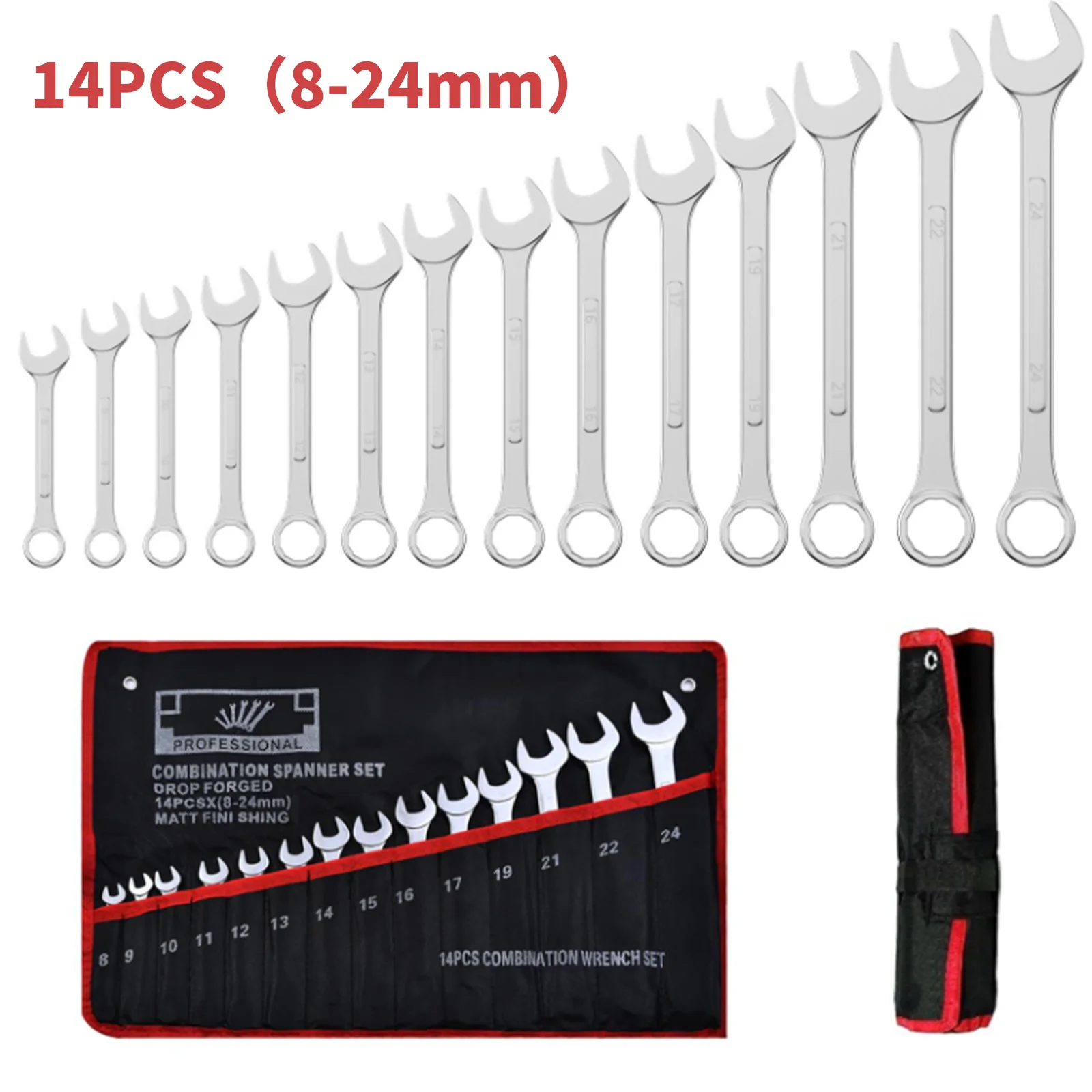 14-Piece 8-24mm Combination Spanner Set, Dual-End Open Gear Wrenches ...