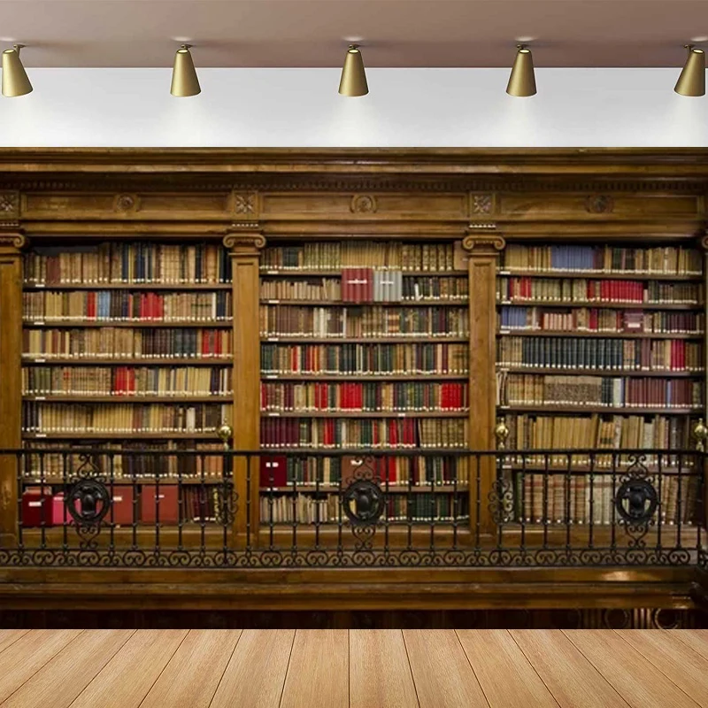 Vintage Wooden Bookshelf Phtography Backdrop Old Library Books Antique ...