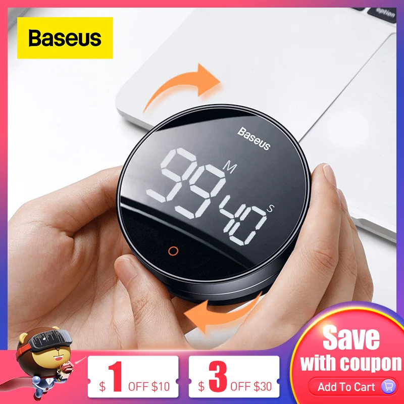 Baseus Magnetic Countdown Alarm Clock Kitchen Timer Manual Digital ...