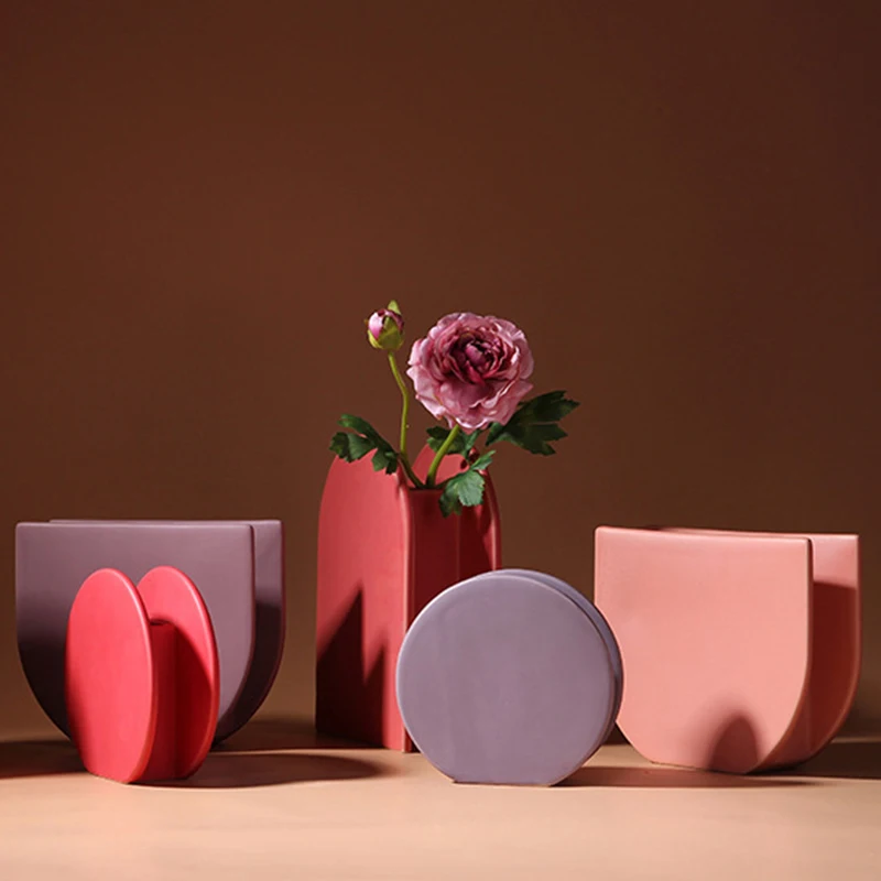 Morandi-Geometric-Ceramic-Vase-Line-Art-Vase-Home-Decor-Desktop-Vase ...