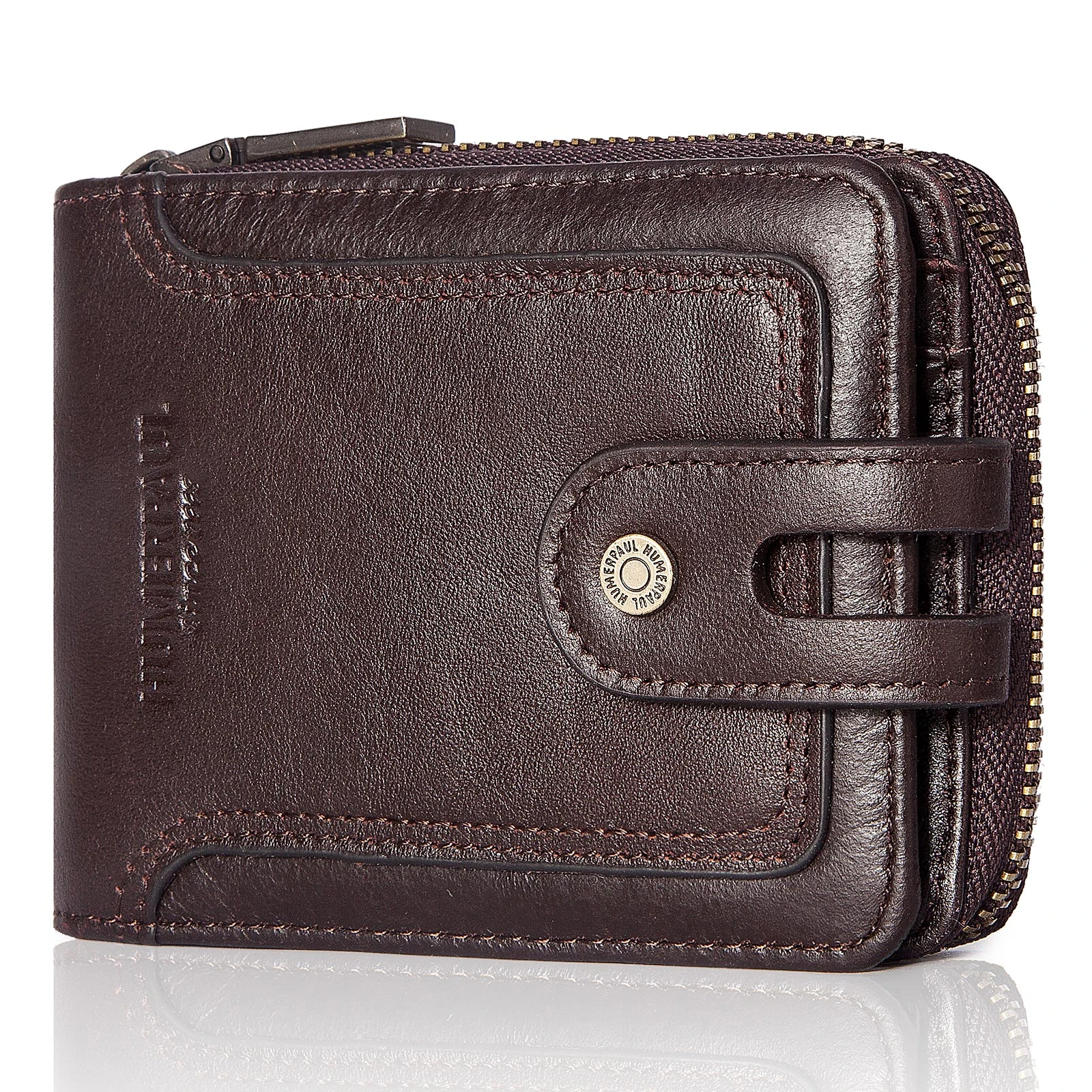 HUMERPAUL Classic Men Wallet Genuine Leather RFID Card Holder with ID ...