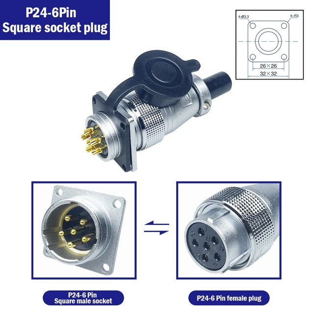 P24 aviation plug socket 6pin 10 pin 12pins 19P male female docking ...