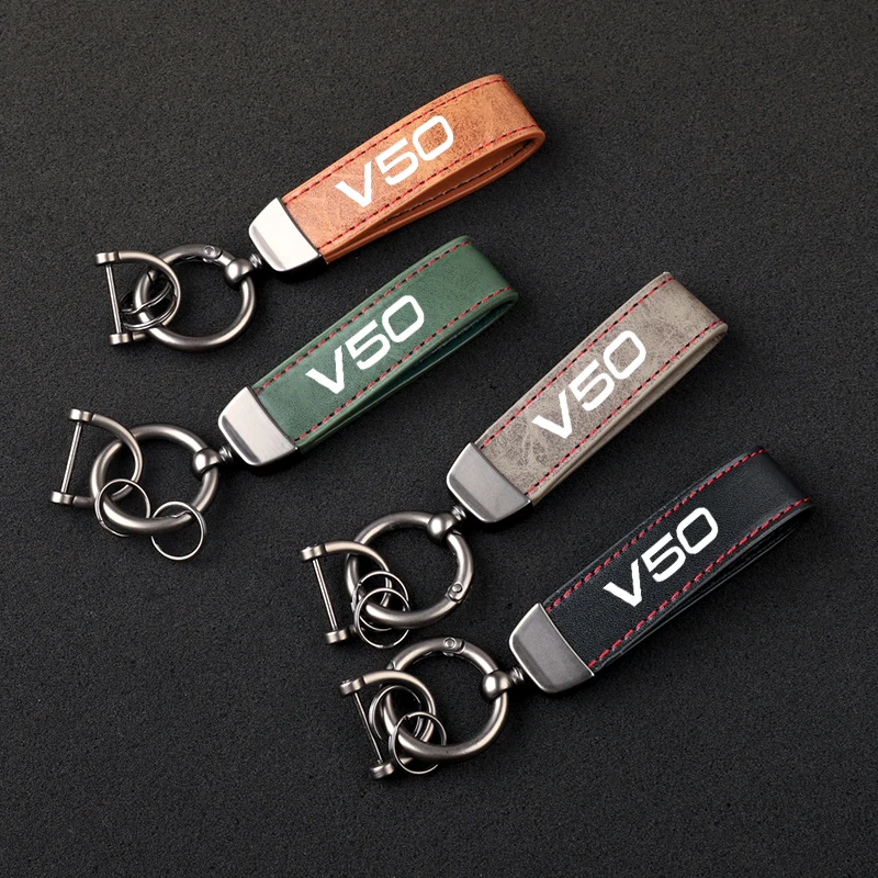 Premium leather Ultra-clear printing Metal fob key chain For Volvo V50 ...