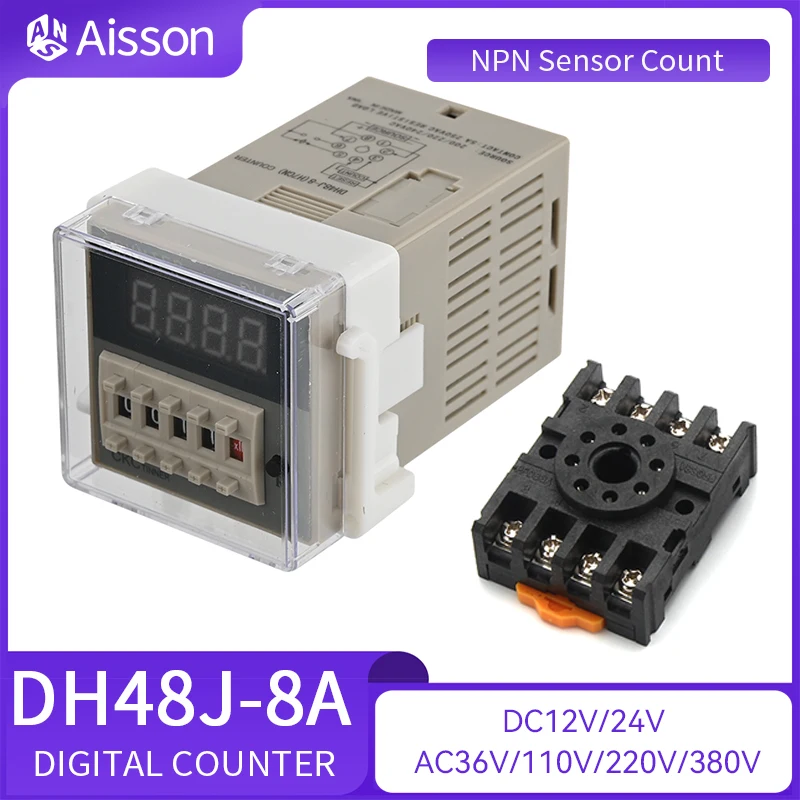 DH48J-8-8A-11A-Electronic-Preset-Digital-Display-Counters-Relay-NPN-Sensor-Count-Acyclic-8PIN ...