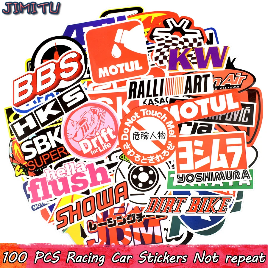 100 PCS Racing Car Stickers Graffiti JDM Car Modification Waterproof ...