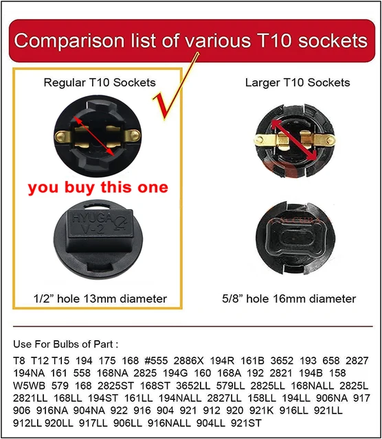 Dash Lights 2x Toyota 194 Instrument Panel Light Bulbs With Sockets ...