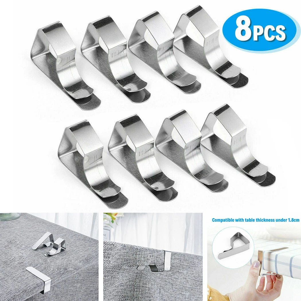 8pcs Stainless Steel Tablecloth Clamps Table Cloth Clips Holder Clip ...