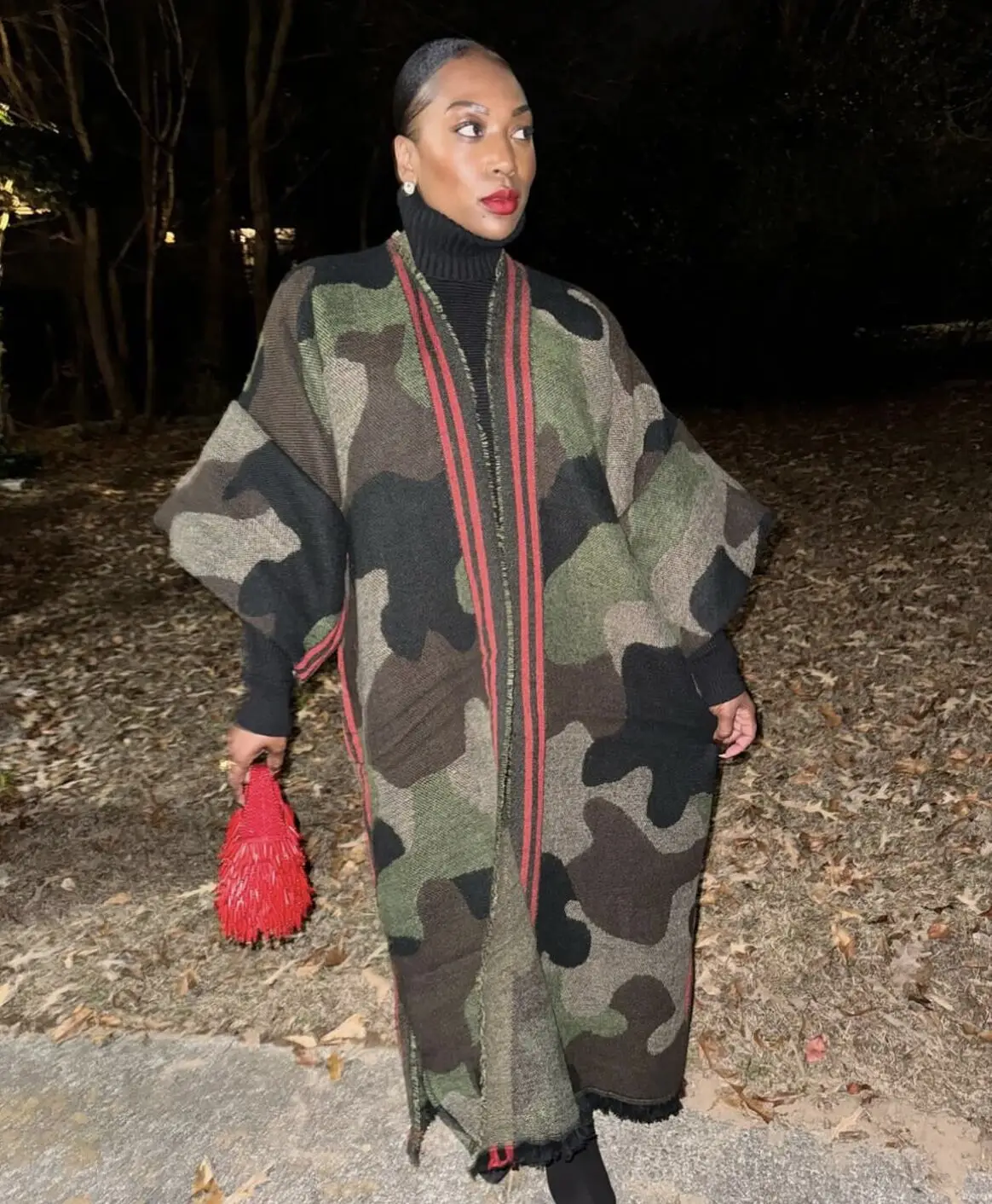 Blogger Popular Camouflage Printed Women's Fashion Loose Sweater Poncho ...