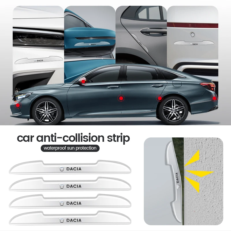 4pcs Transparent Car Door Edge Guard Anti Collision Strips Rubber ...