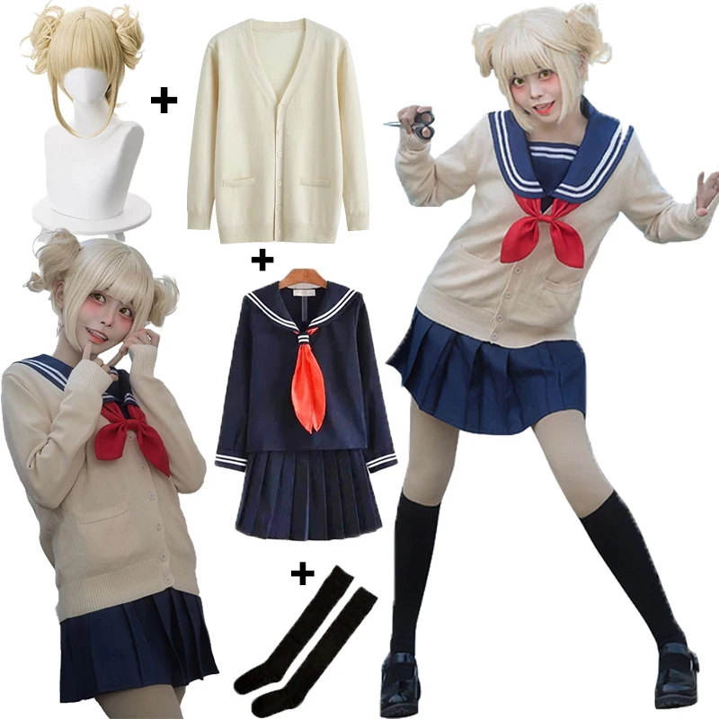 Cosplay Anime My Hero Academia Himiko Toga Uniform Full Set Sailor Suit ...