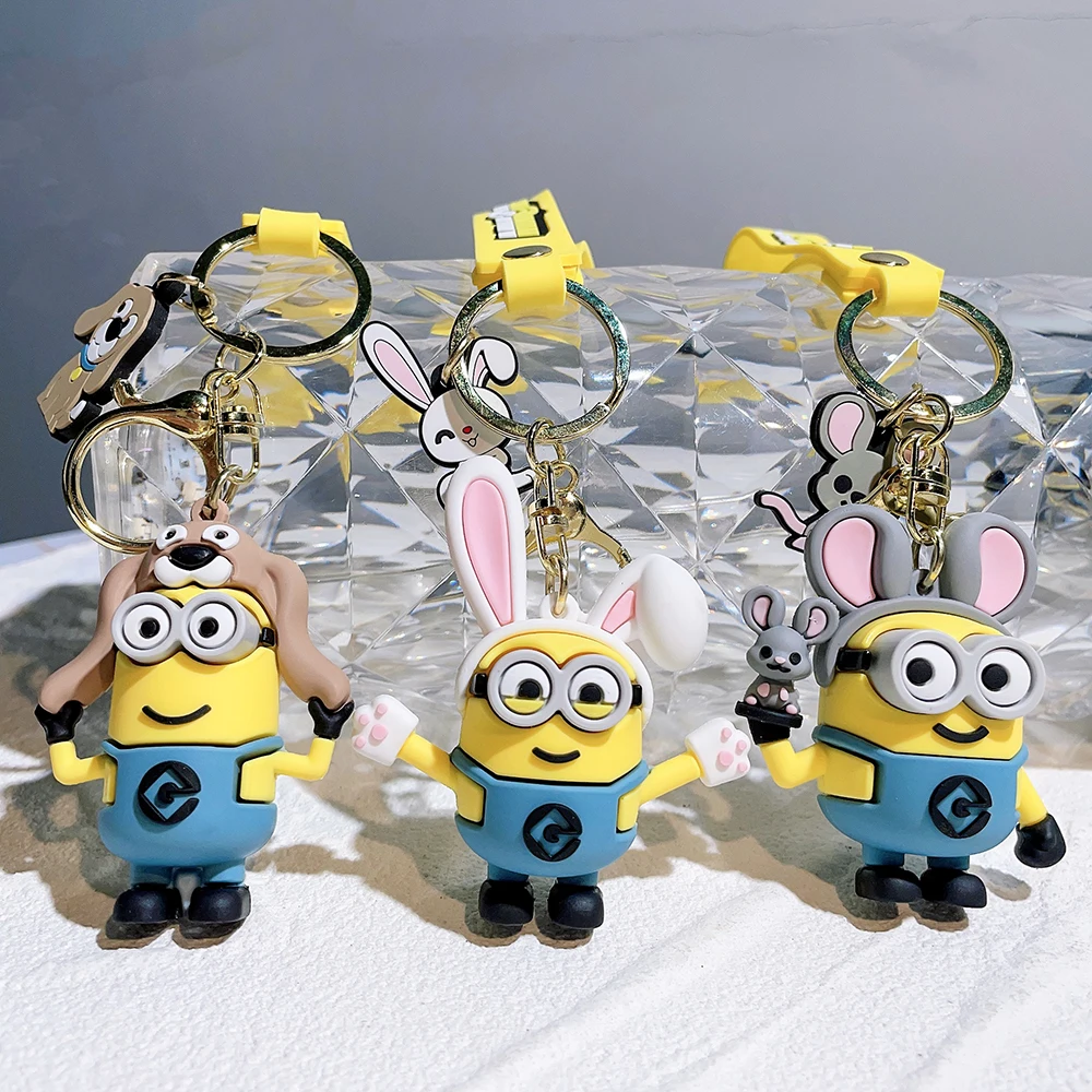 Kawaii-Minions-Keychain-Cartoon-Toys-Model-Silicone-Pendant-Keyring ...
