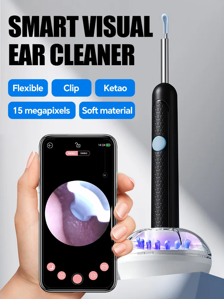 Nettoyeur visuel de cire d'oreille avec caméra, Endoscope d'élimination ...
