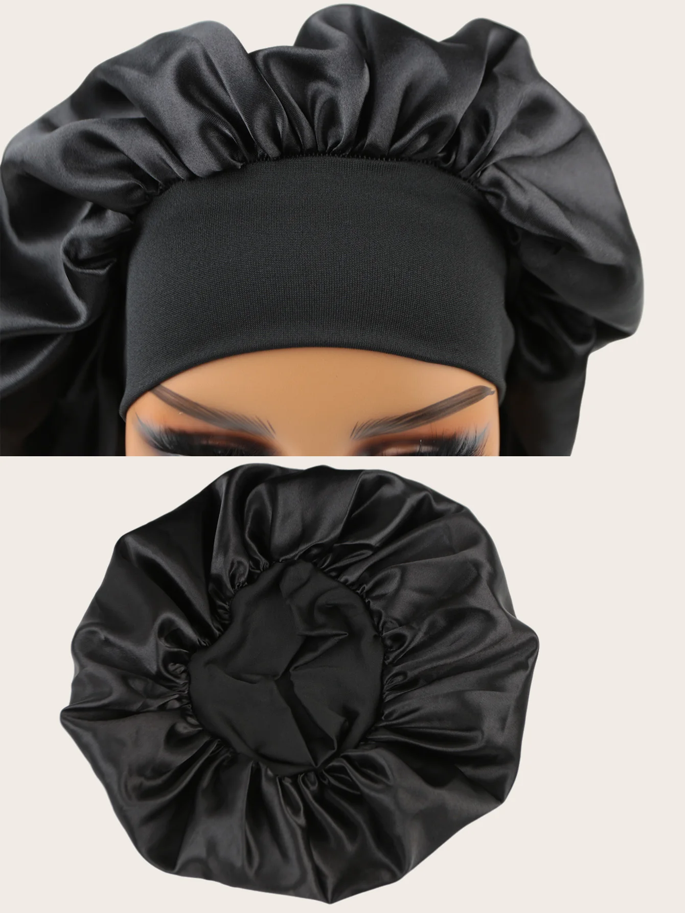 Unisex-Head-Wrap-Elastic-Band-Bonnet-sleep-cap-Extra-Large-Satin-Silky ...